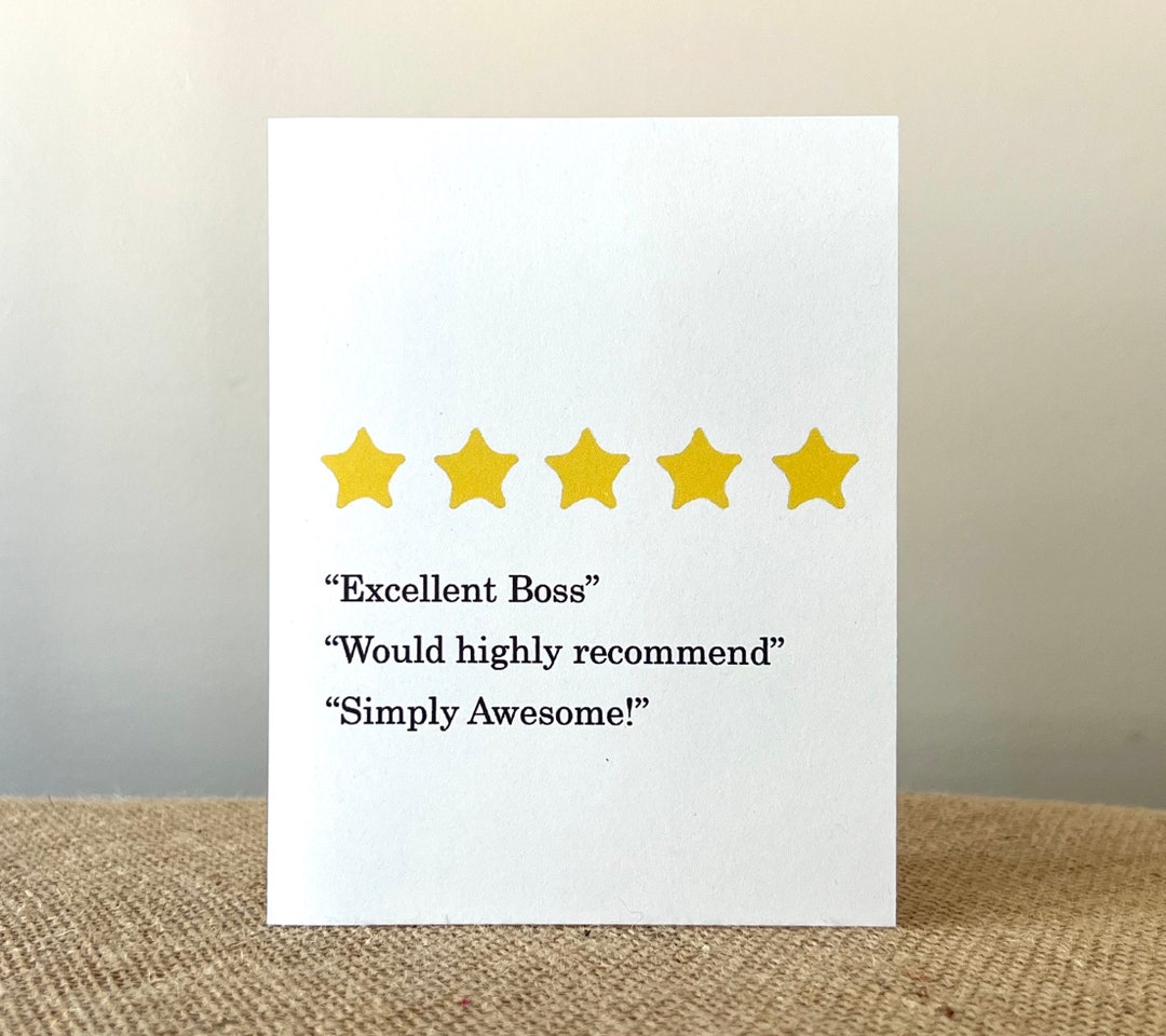Boss’s Day-funny-greeting Card-5-star Boss-100% Recycled Paper- Eco ...