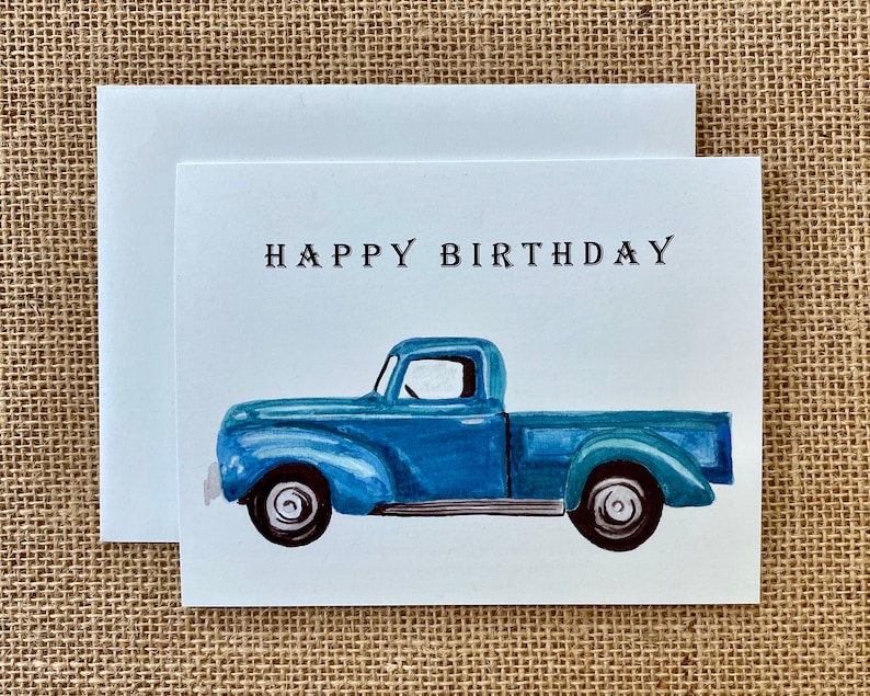 Birthday-antique Truck greeting Card 100% Recycled Paper-blue Ford ...
