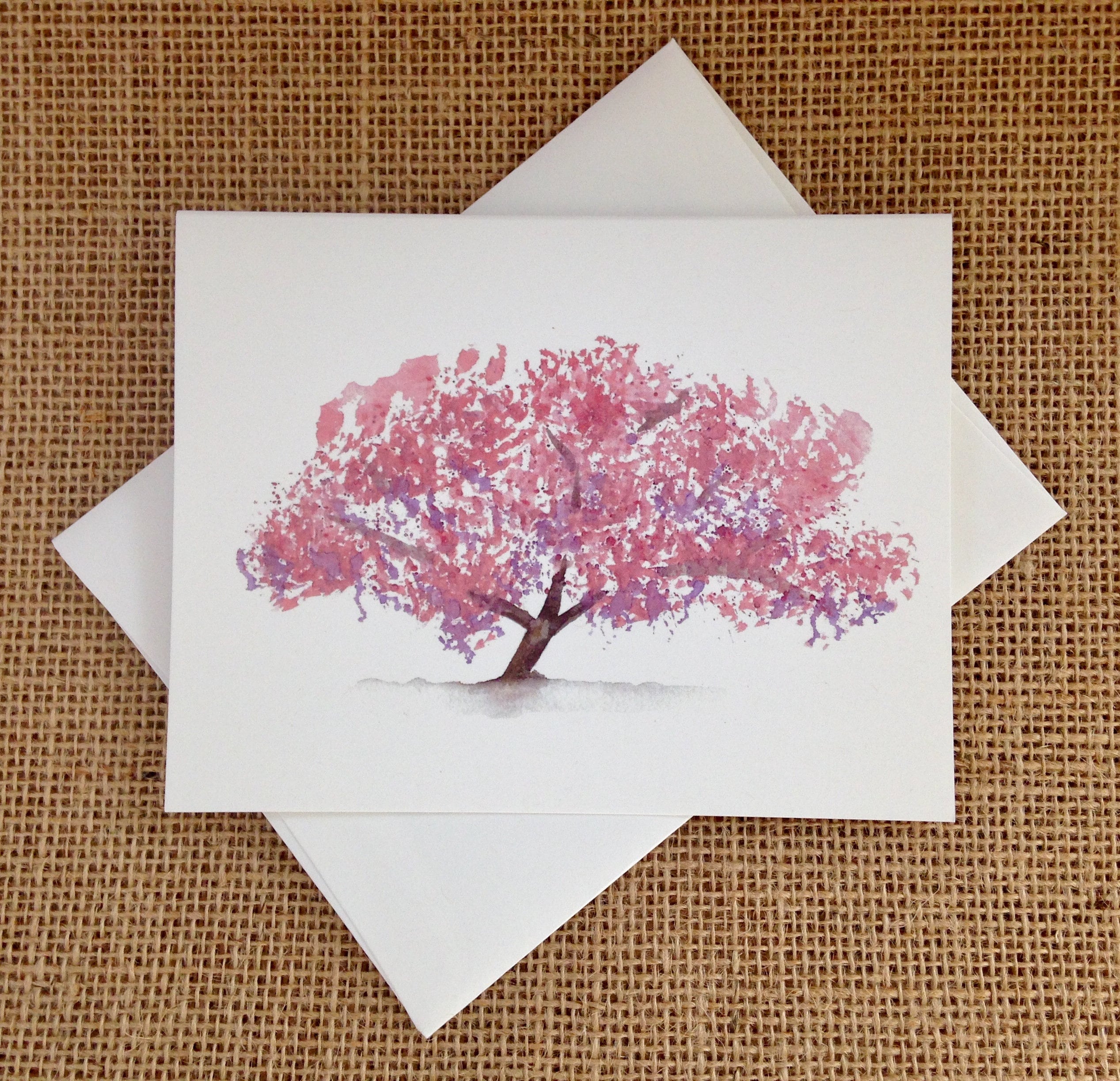 Cherry Blossom Tree-greeting Card-handmade-100% Recycled Paper-eco ...
