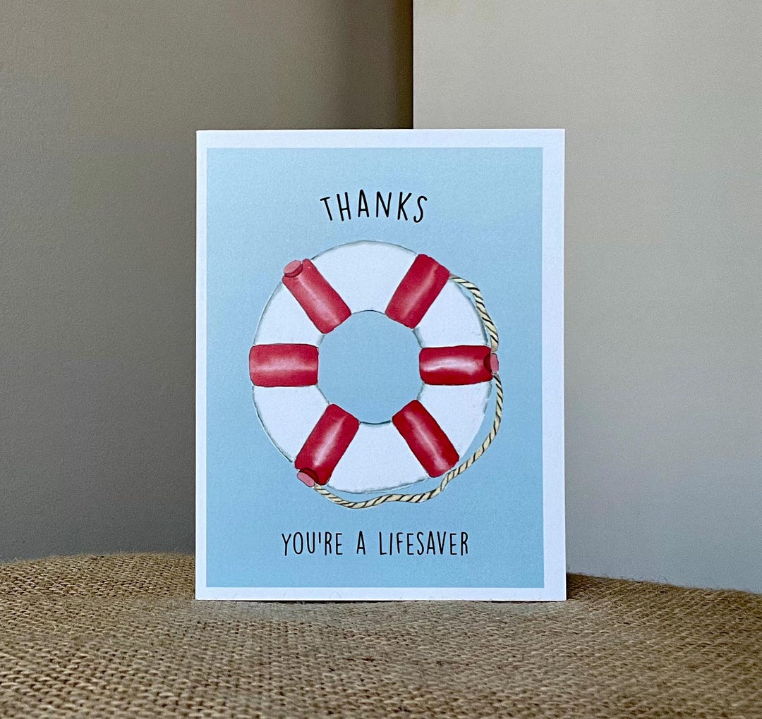 Thanks-you’re a Lifesaver!-funny-blank-greeting Card-thank You-handmade ...