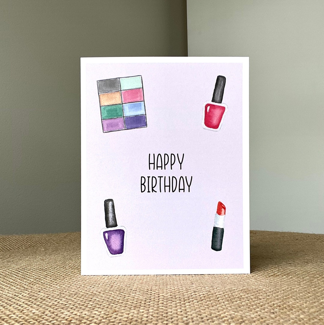 Birthday Glam-cosmetics-greeting Card-100% Recycled Paper-handmade ...
