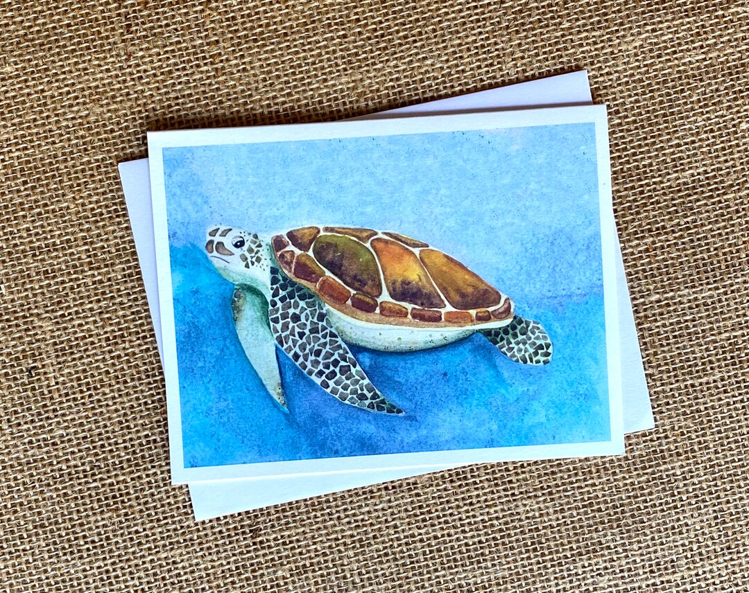 Birthday-funny-sea Turtle-greeting Card-100% Recycled Paper-watercolor ...