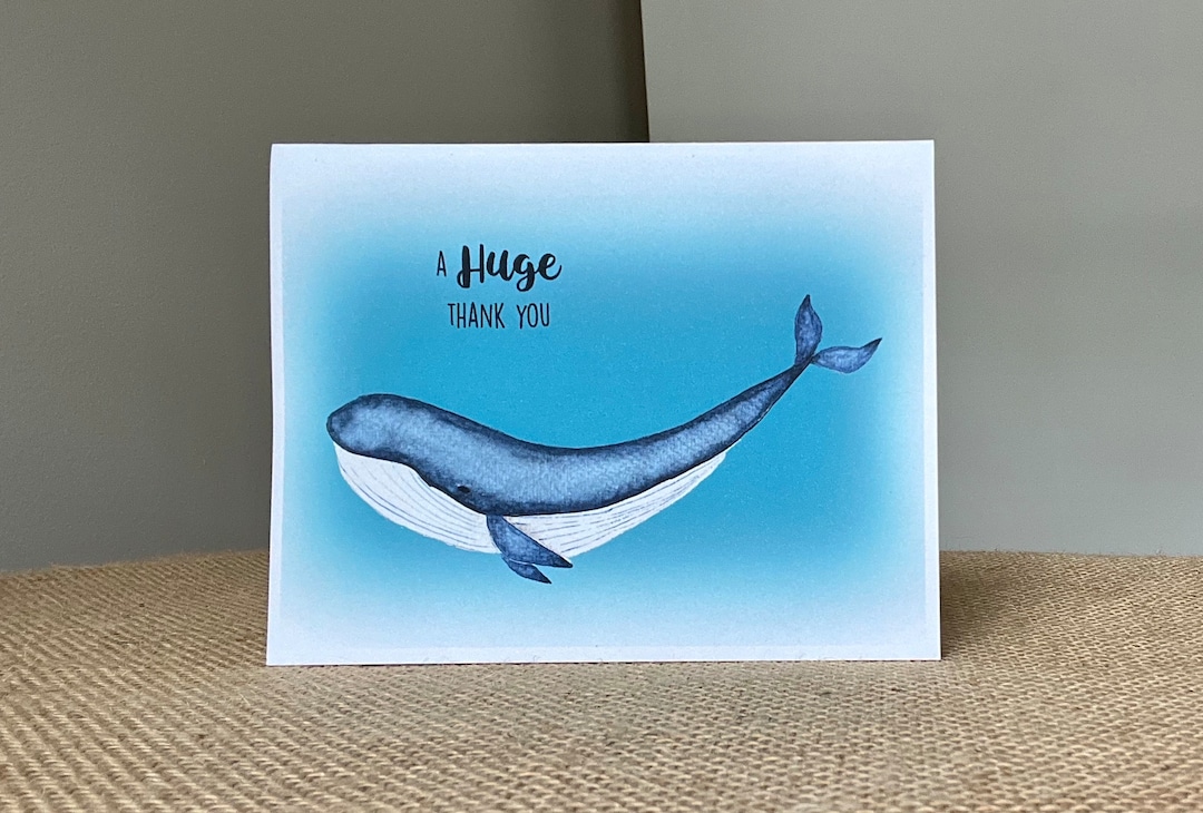 Thank You-whale Pun-funny-greeting Card- Handmade-100% Recycled Paper ...