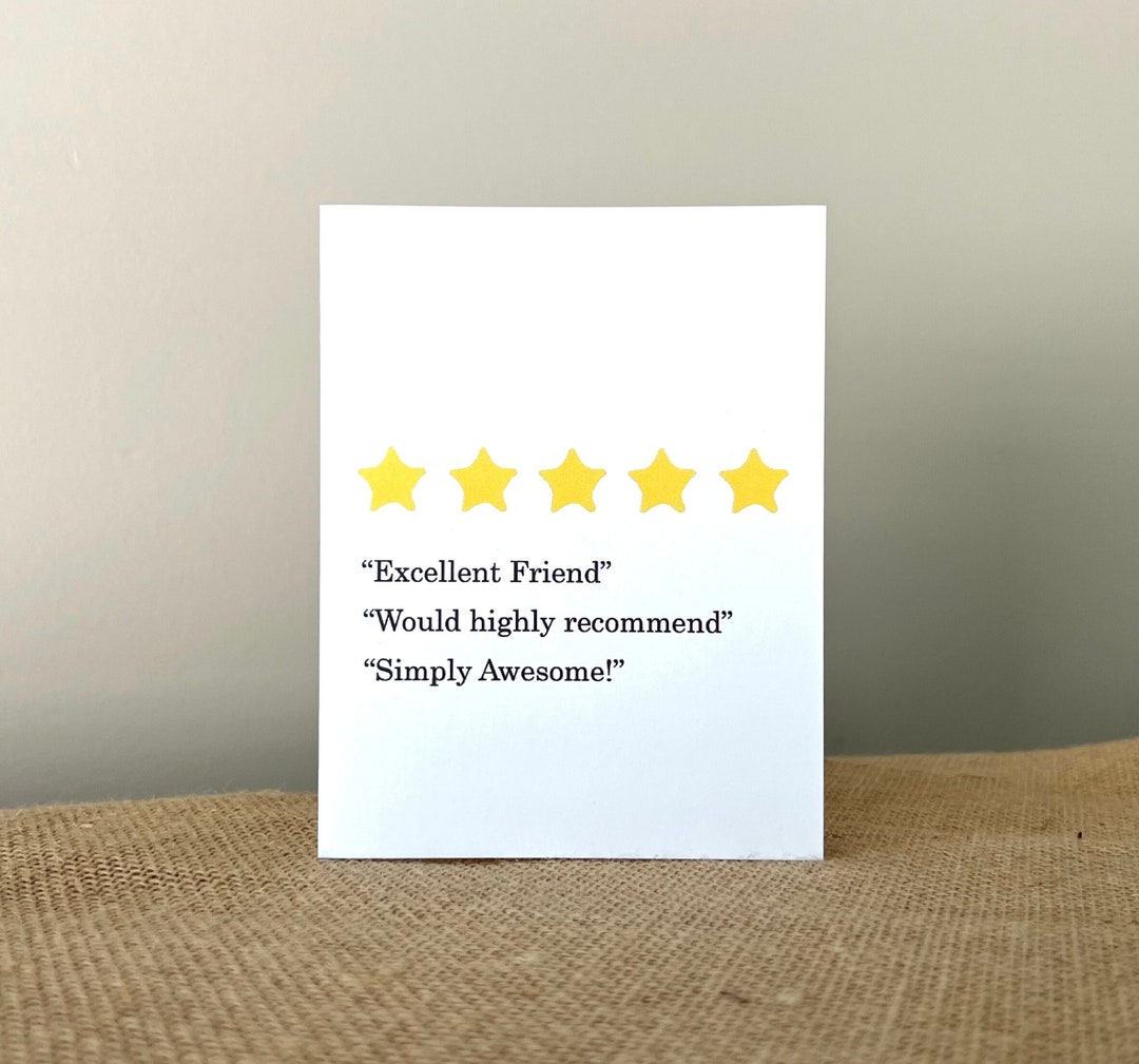 Friendship-5 Star-funny-greeting Card -100% Recycled Paper-handmade ...