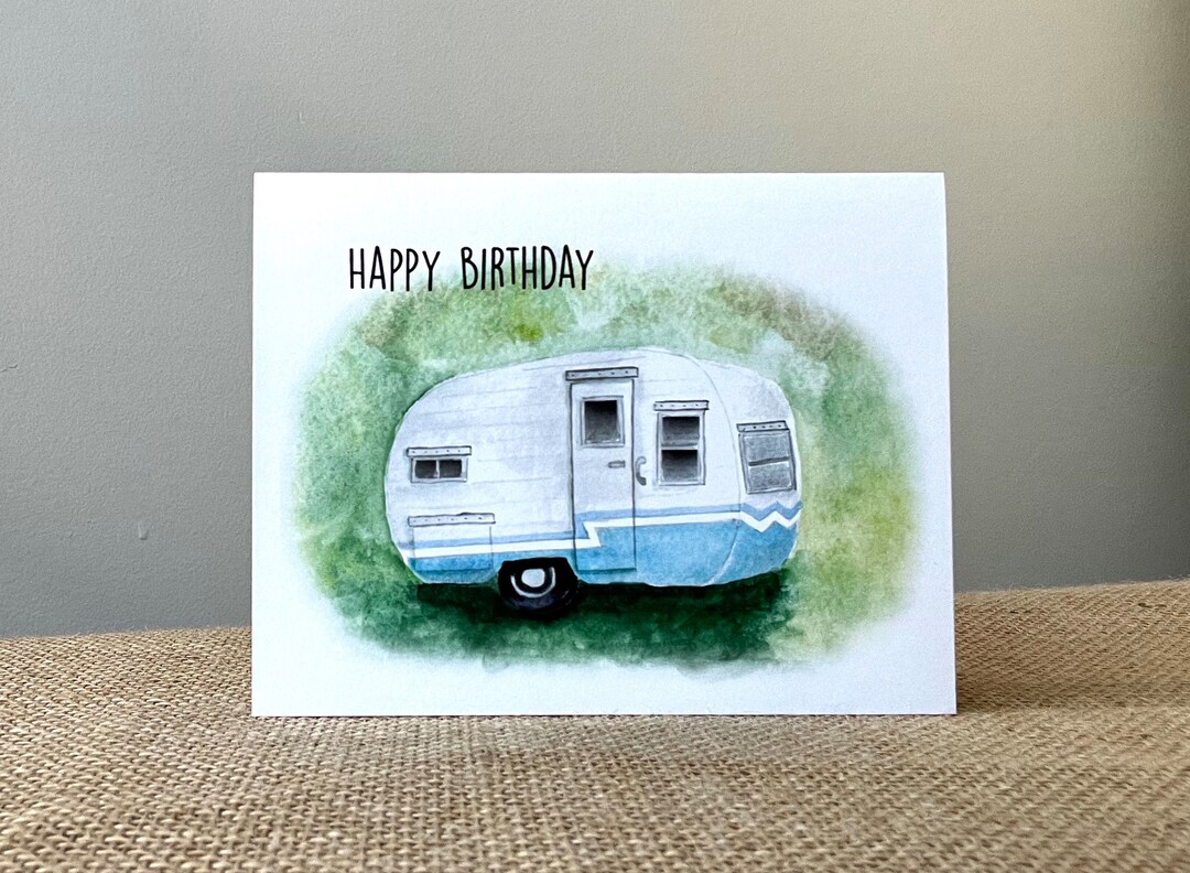 Happy Birthday-rv-camper-greeting Card-100% Recycled Paper-watercolor ...