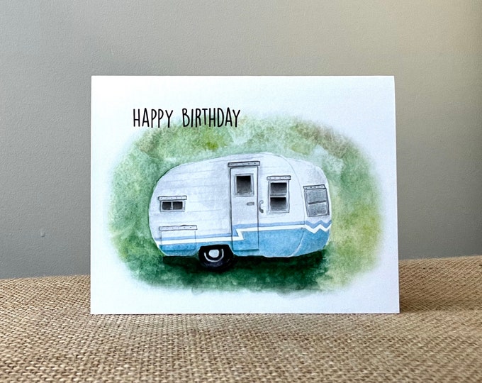 Happy Birthday-rv-camper-greeting Card-100% Recycled Paper-watercolor ...