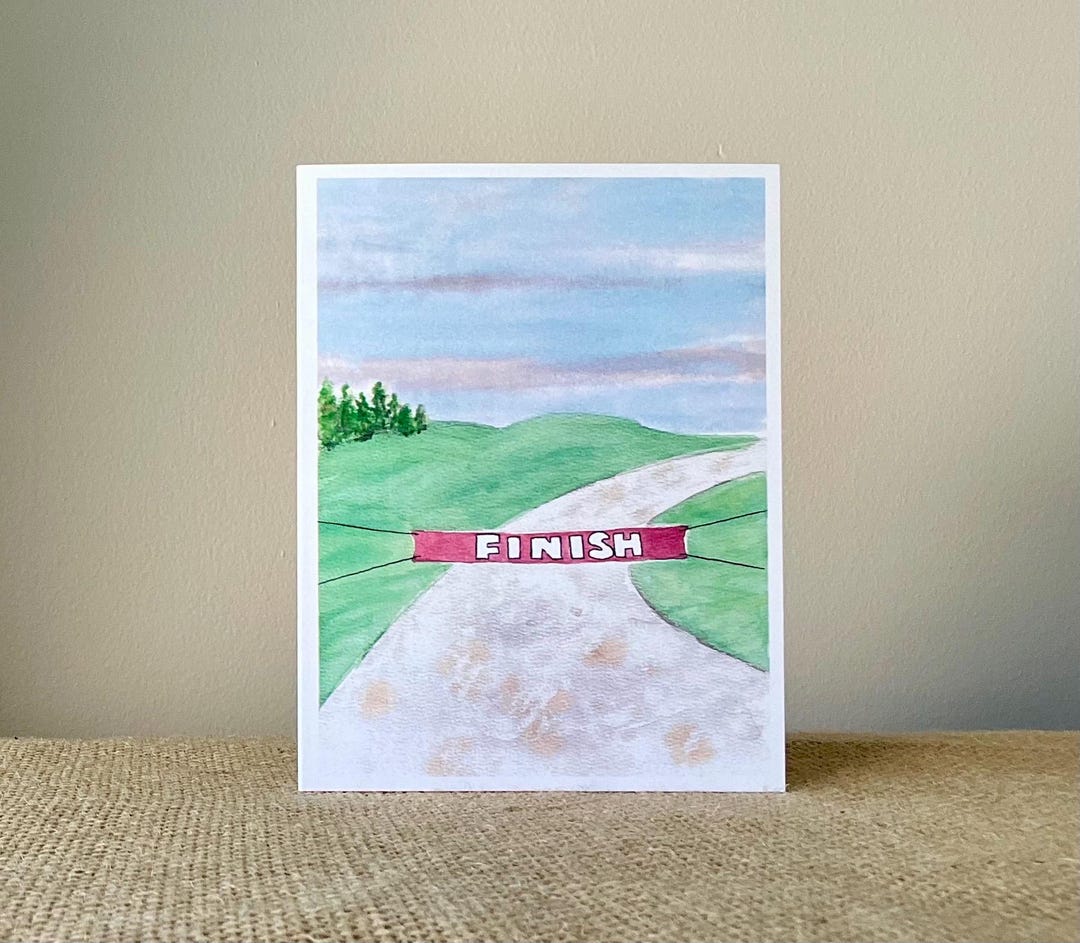 Congratulations Card-finish Line-funny-eco-friendly-watercolor-handmade ...
