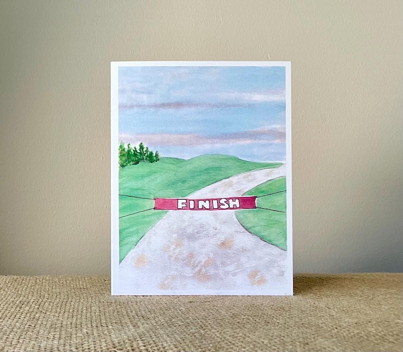 Congratulations Card-finish Line-funny-eco-friendly-watercolor-handmade ...