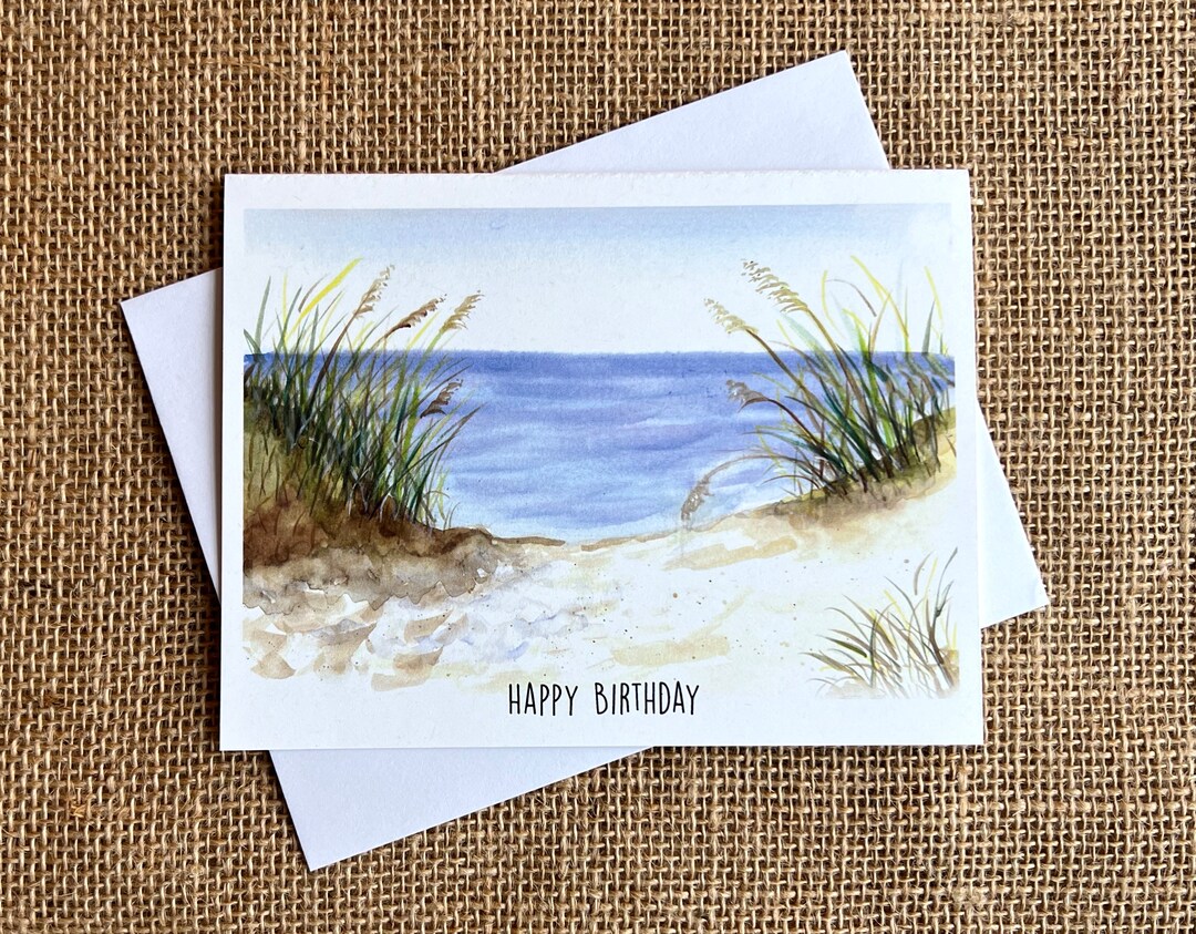 Birthday Card-beach Dunes-100% Recycled Paper-watercolor-eco-friendly ...