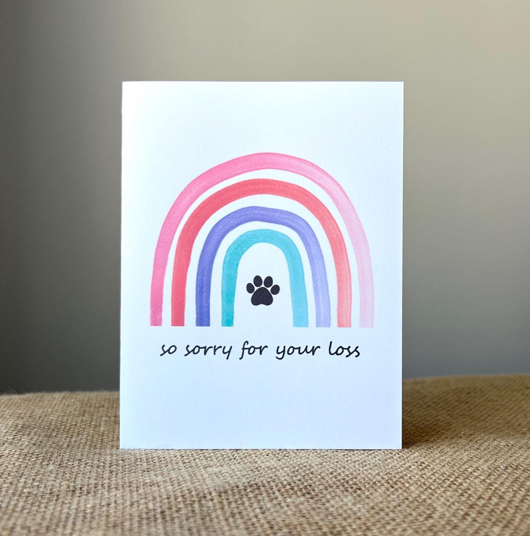 Pet Sympathy Card-rainbow Paw Print-greeting Card -100% Recycled Paper ...