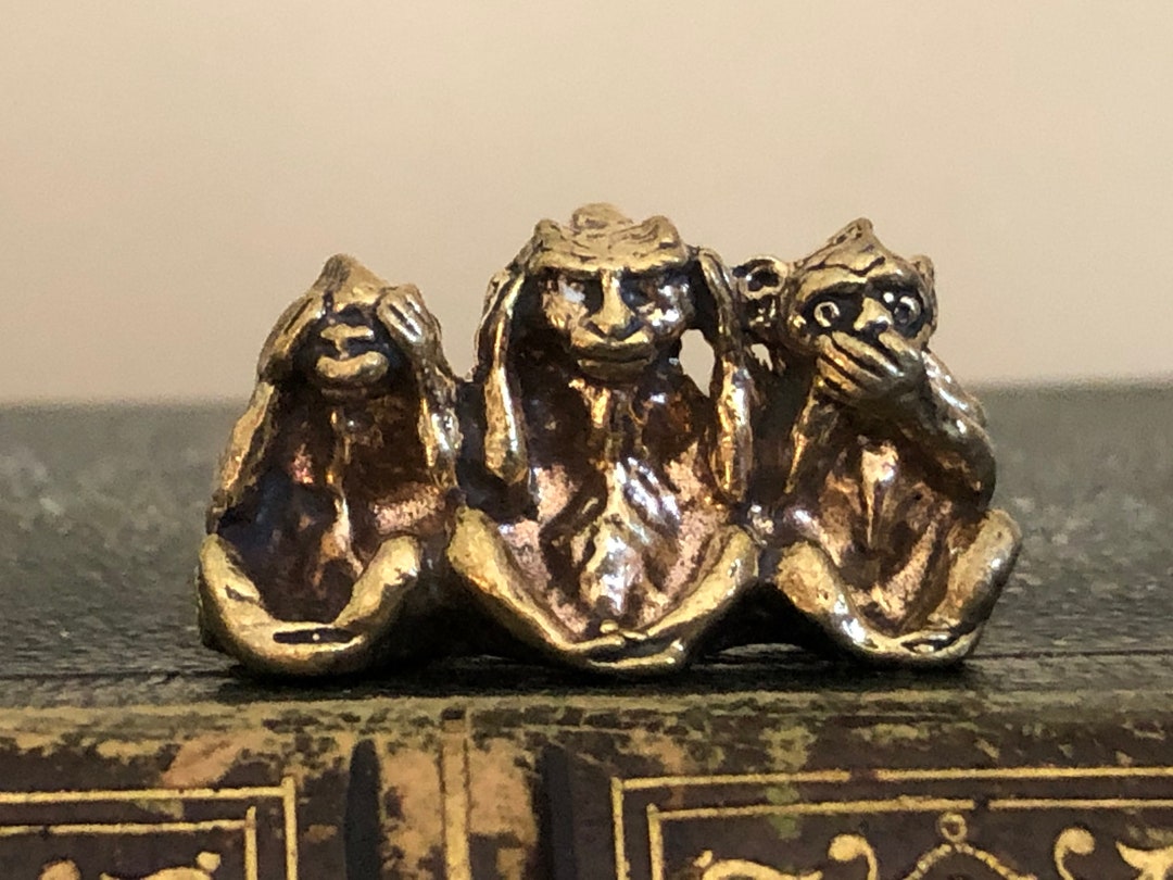 Miniature Brass Three Wise Monkeys | Miniature Brass Monkey - Etsy