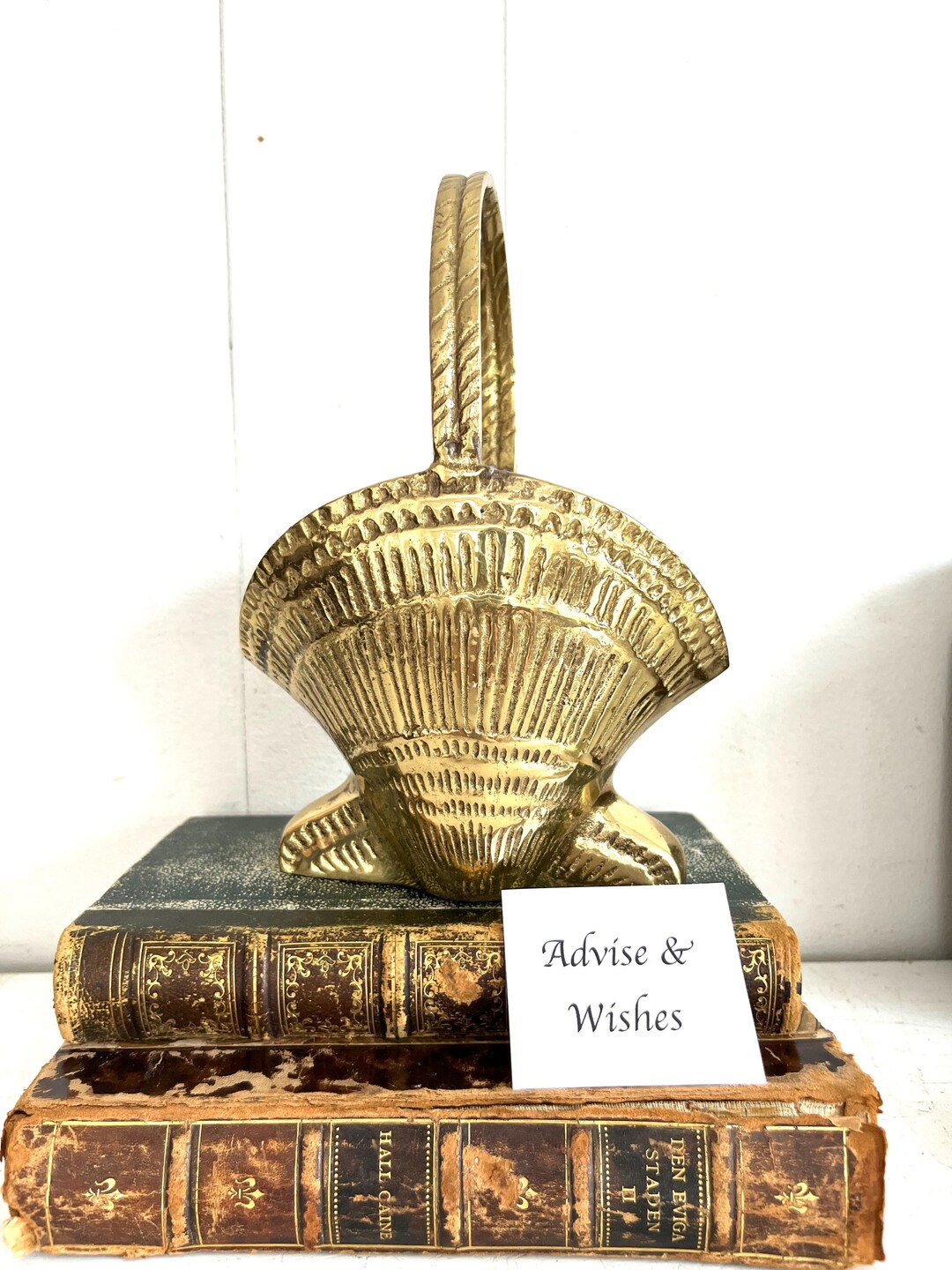 Vintage Brass Clam Shell Basket | Wedding Advice and Wishes Basket ...