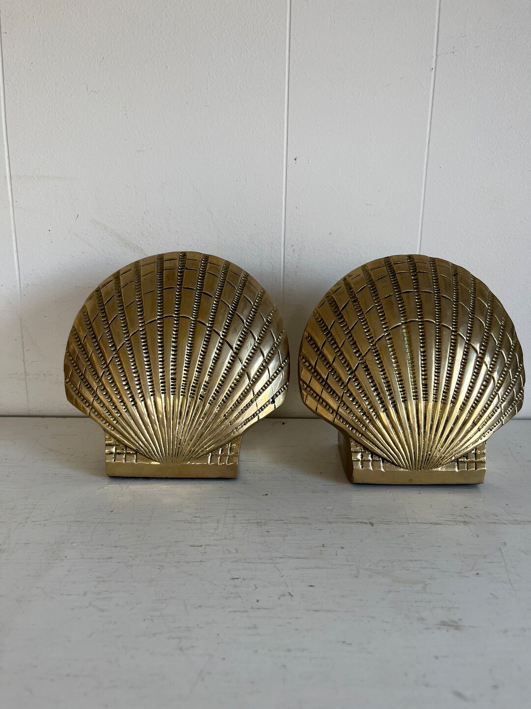 Vintage Brass Shell Bookends Brass Scallop Shell Beach Decor - Etsy