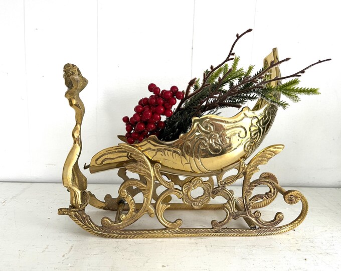 Large Brass Sleigh | Christmas Decoration - Etsy