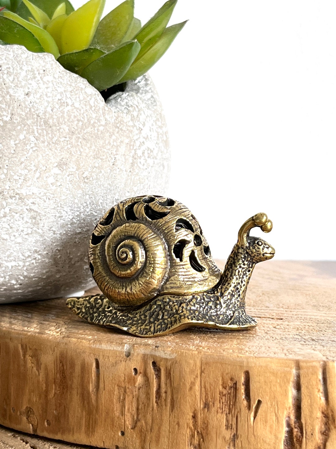 Small Brass Snail Incense Burner, 2 1/2" Long, Cone and Stick Incense ...