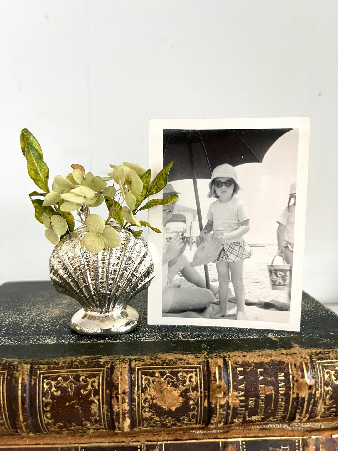 Clam Shell Photo Holder and Vase, Originally a Place Card and Cigarette ...