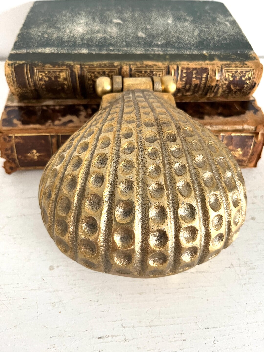 Large Brass Clam Shell Box | Brass Shell Trinket Box - Etsy