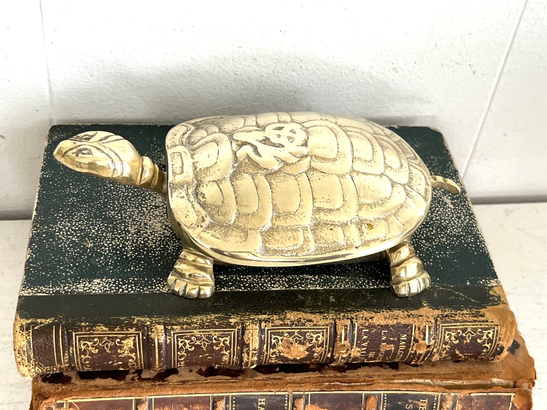 Large Vintage Brass Turtle Box With Hinged Lid, 6 1/2" With Korean ...