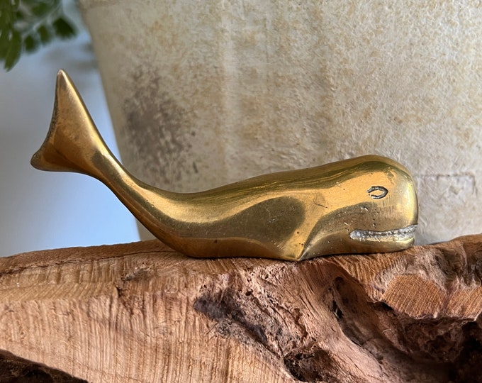 Vintage Brass Whale | Whale Chart Weight | Miniature Brass Whale - Etsy
