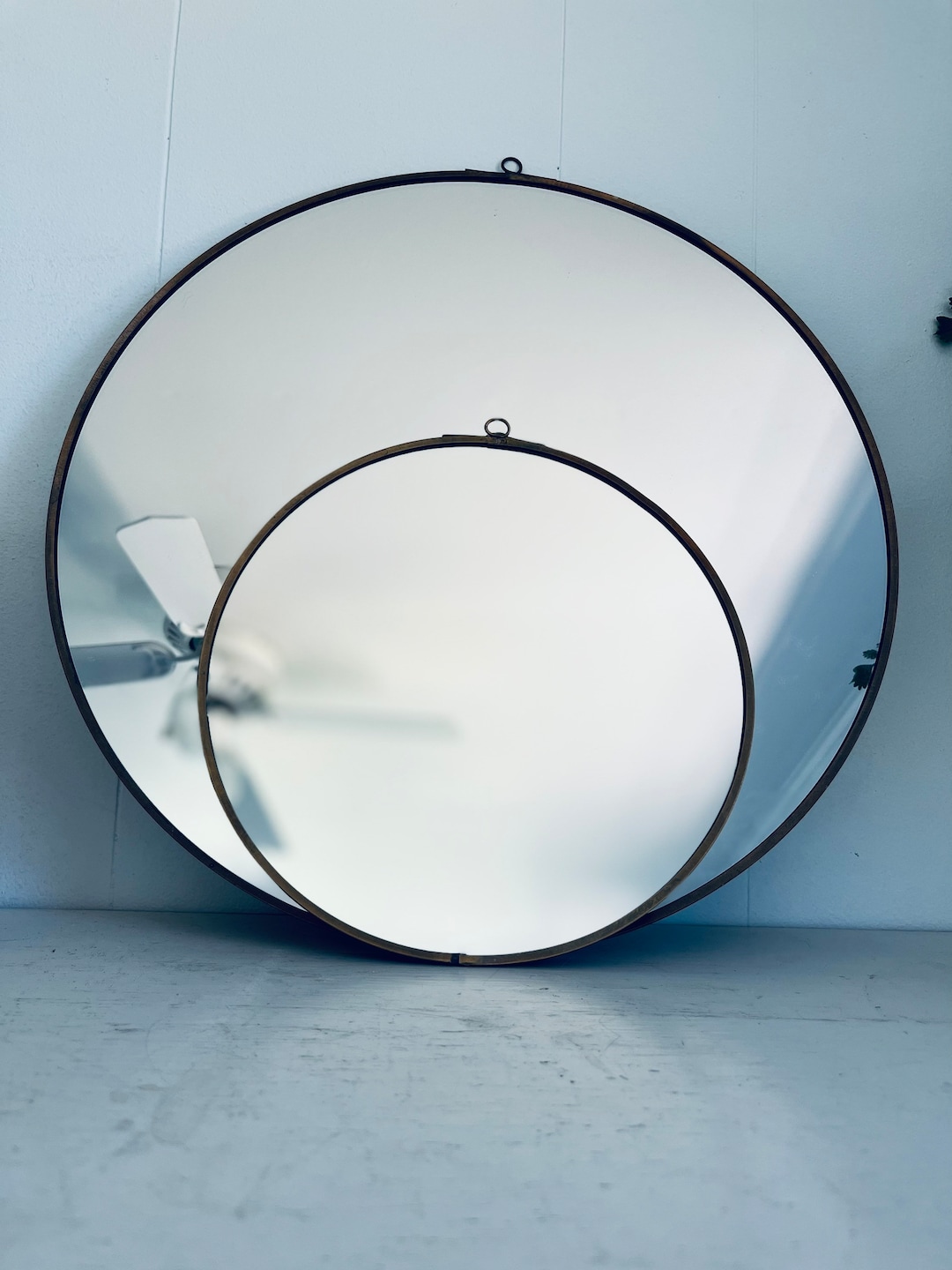 Round Brass Frame Wall Mirror, Two Sizes | Minimalist - Etsy