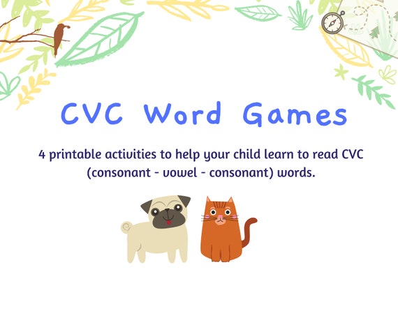 4 Printable CVC Word Games activities Learn To Read Games Etsy Hong Kong