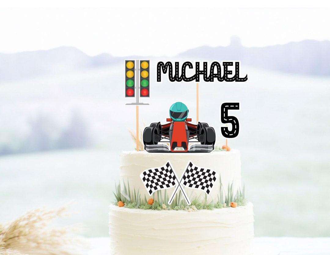 Personalized Racing Cake Toppers, Race Flag Topper, Race Car Party ...
