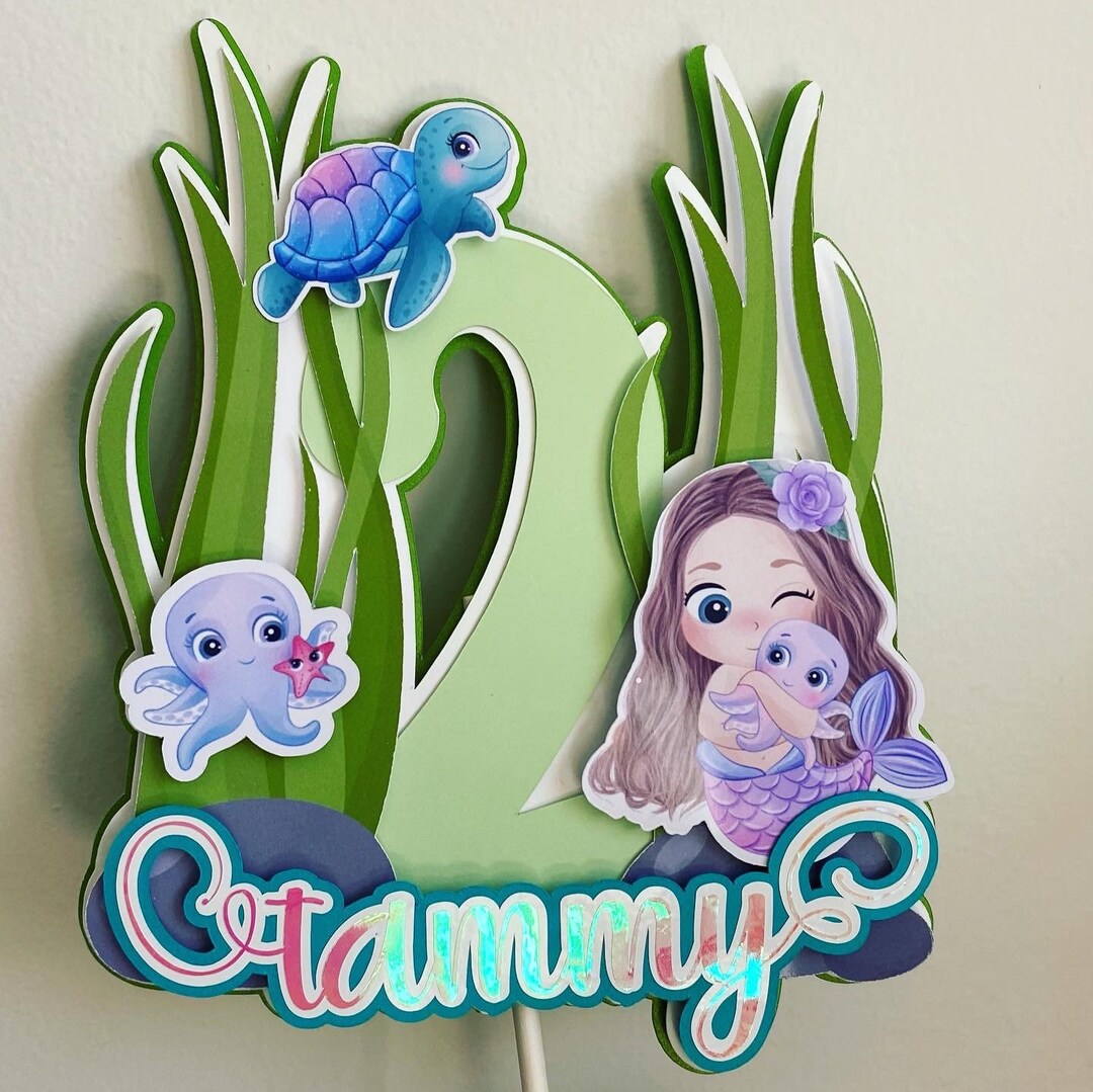 3D Mermaid Cake Topper, under the Sea Theme Cake Topper - Etsy España