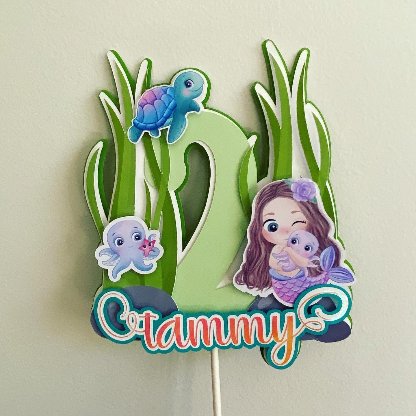 3D Mermaid Cake Topper under the Sea Theme Cake Topper - Etsy España