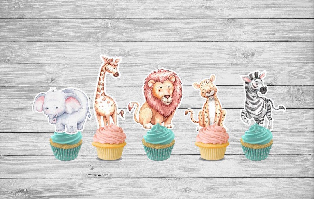 Jungle Safari Animal Toppers, Safari Animal Food Picks, Lion Cupcake ...
