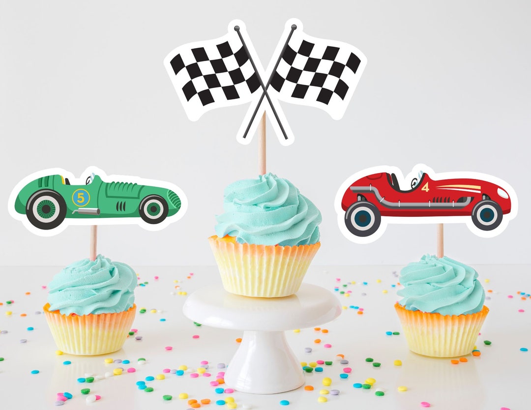 Race Car Cupcake Toppers, Car Theme Party, Racing Toppers - Etsy