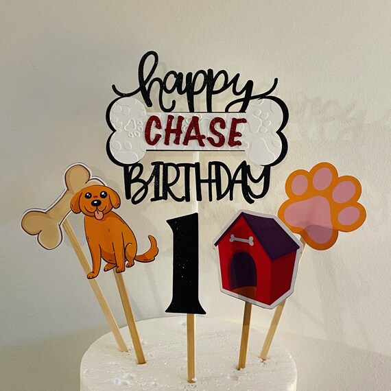 1 Set of Dog Birthday Cake Topper Dog Name Cake Topper Dog - Etsy