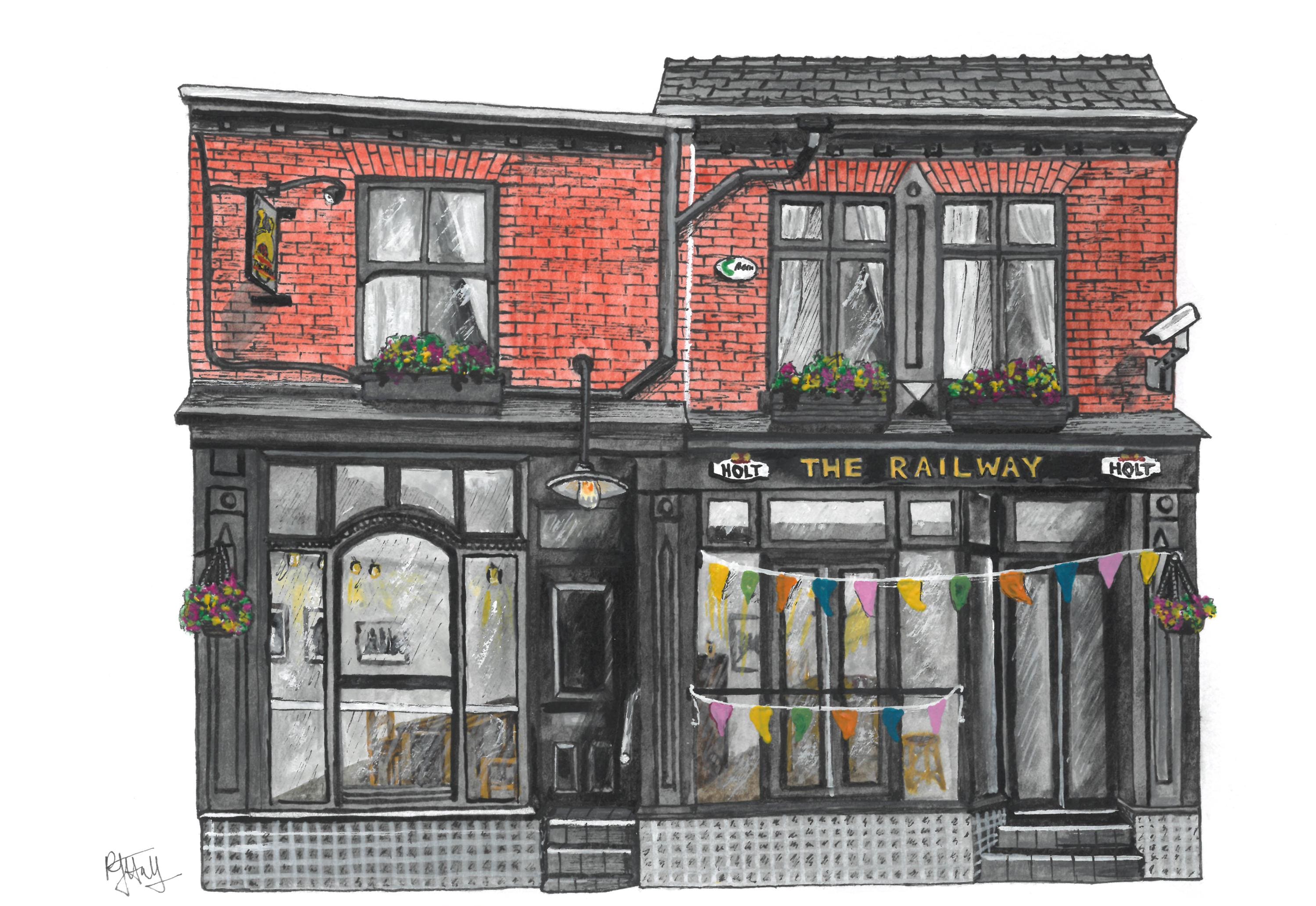 The Railway Pub (west Didsbury) Art Print - Etsy UK
