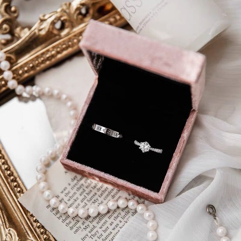 Vintage Velvet Ring Box Retro Wedding Ring Box Engagement - Etsy