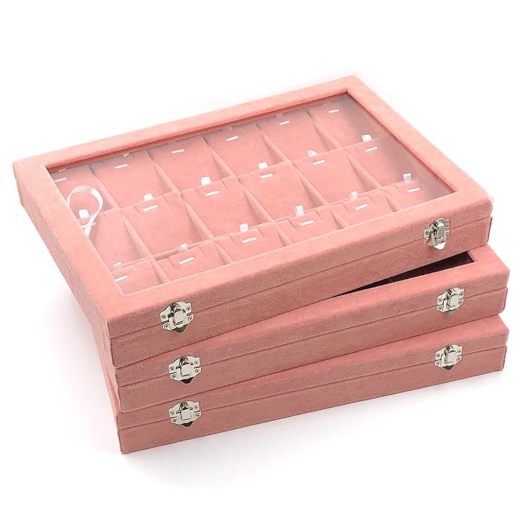 Velvet Jewelry Organizer Box, Necklace Bracelet Ring Earrings Jewelry ...