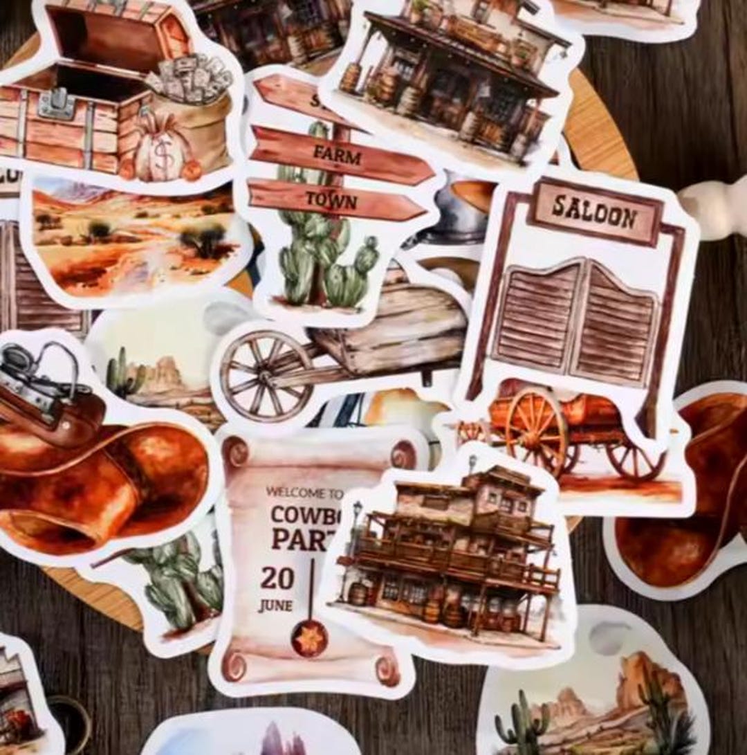 30-piece Cowboy Sticker Box: Western-themed Stickers for Cowboy and ...