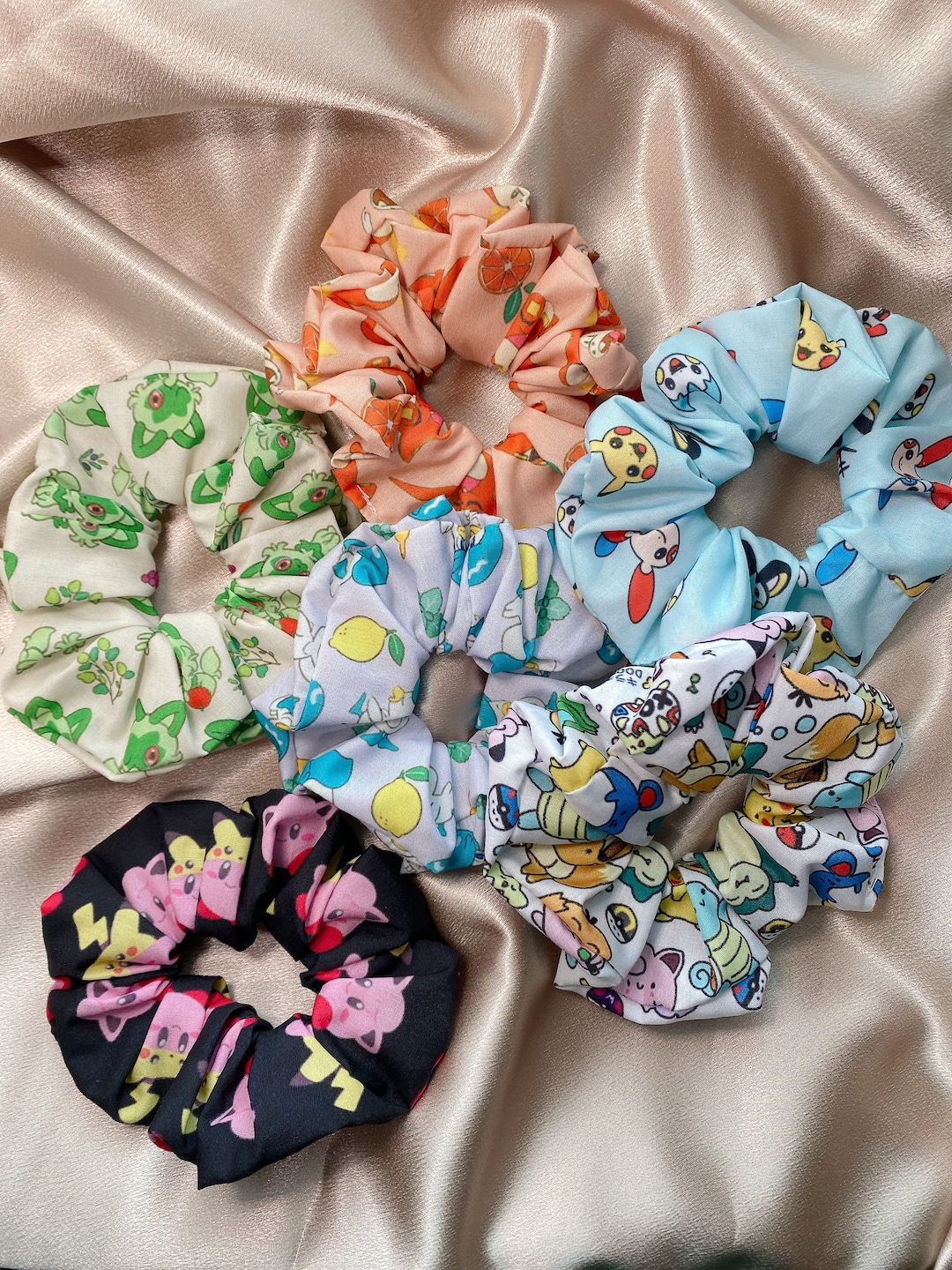 Pocket Monster Pattern Handmade Scrunchies - Etsy