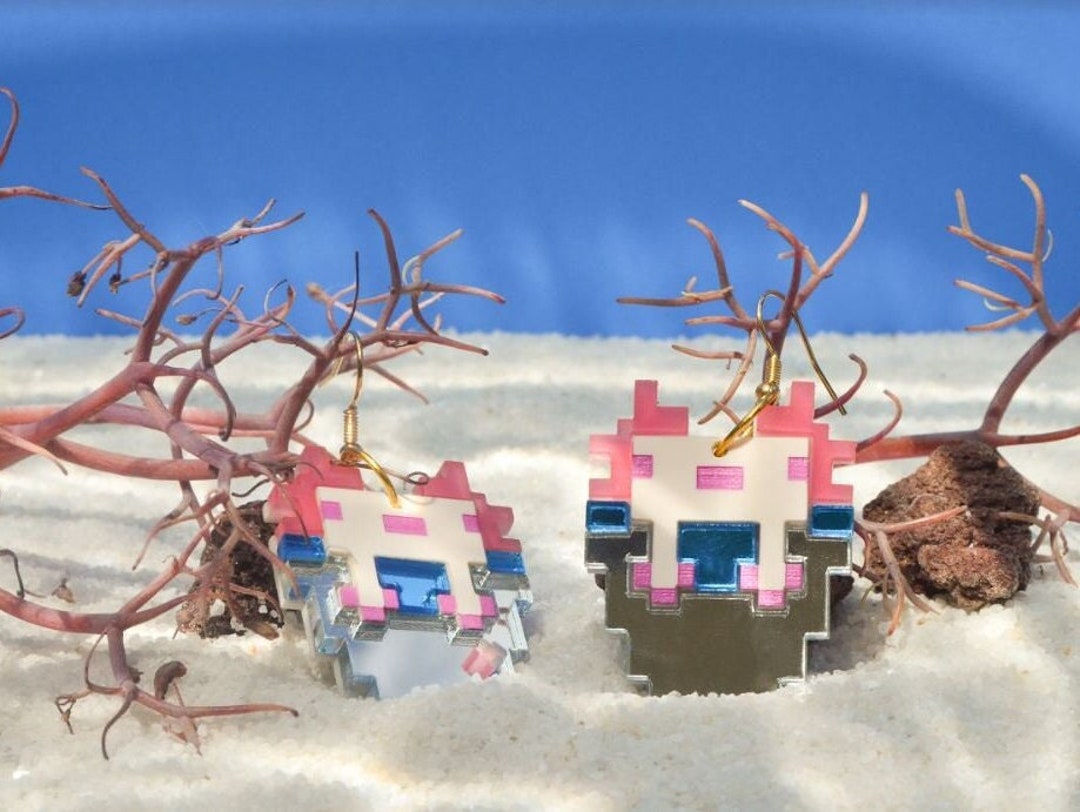 Minecraft Inspired Axolotl Earrings Bucket of Axolotl Earrings - Etsy