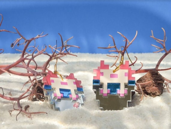 Minecraft Inspired Axolotl Earrings Bucket of Axolotl - Etsy