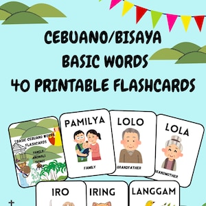 Basic Cebuano/ Bisaya Words Printable Flashcards for Kids and Adults - Etsy