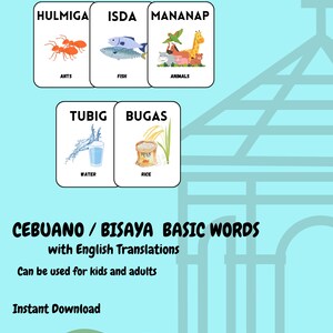 Basic Cebuano/ Bisaya Words Printable Flashcards for Kids and Adults - Etsy