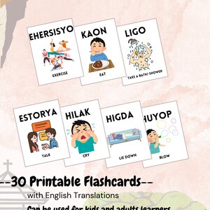 CEBUANO/ BISAYA VERBS 30 Printable Flashcards / Basic Verbs in Bisaya ...