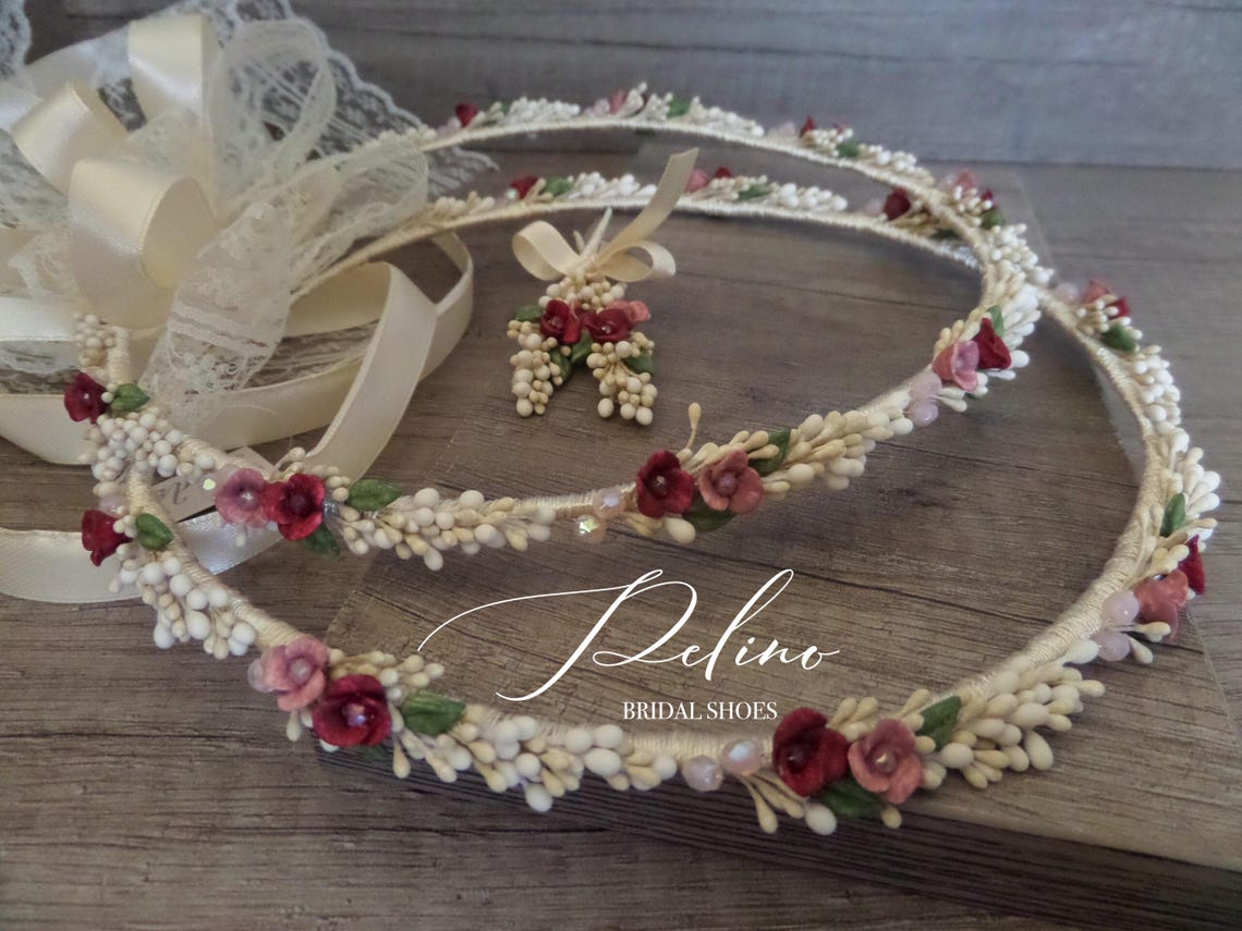 Greek STEFANA Porcelain Flowers - Wedding Crowns - Handmade Romantic ...