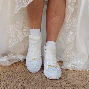 High Top Wedding Converse for Bride, Lace Bridal Converse Shoes, Custom ...