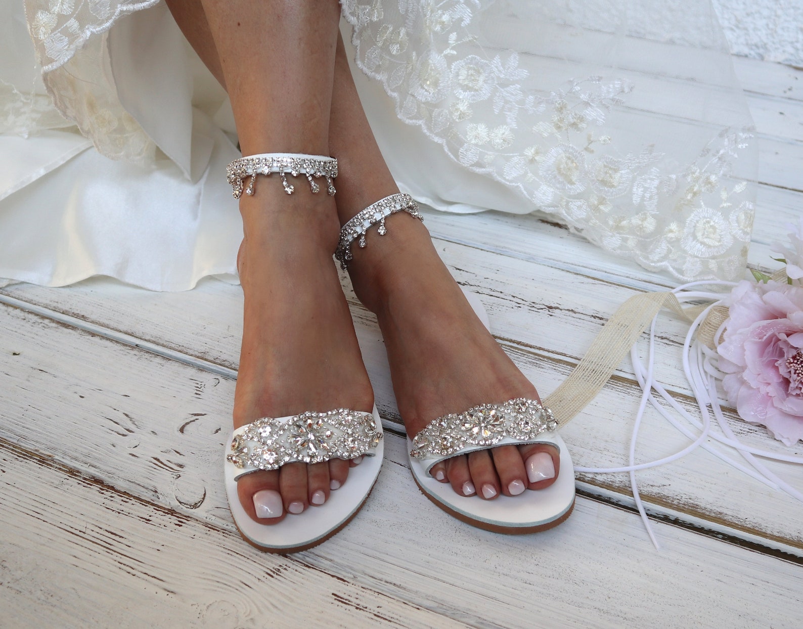 Wedding Sandals for Bride Bridal Shoes Beach Wedding - Etsy