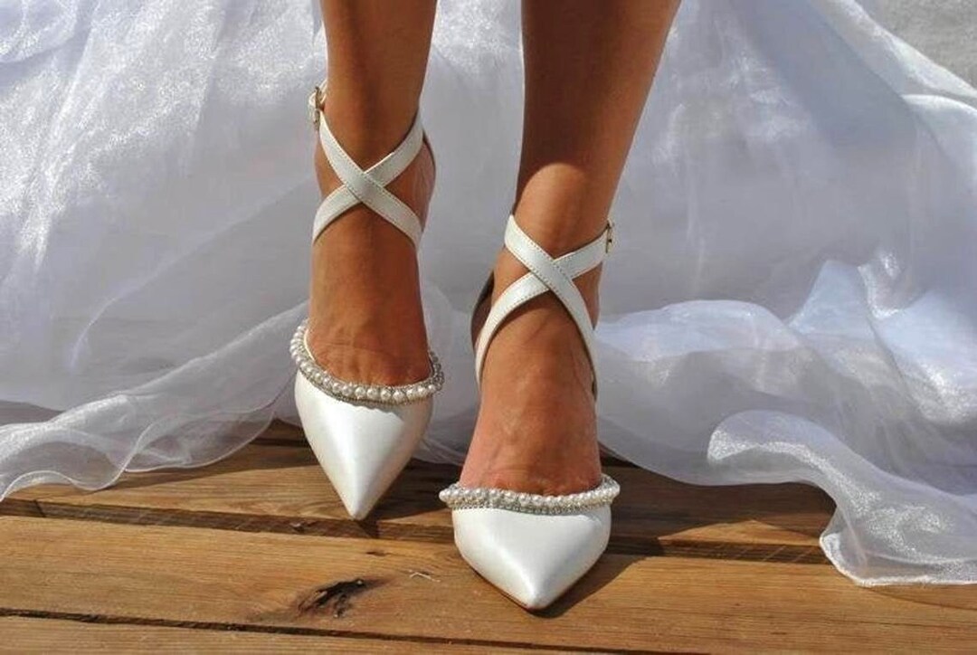 Pearl Block Heels Bridal Shoes - Final Sizes - Etsy