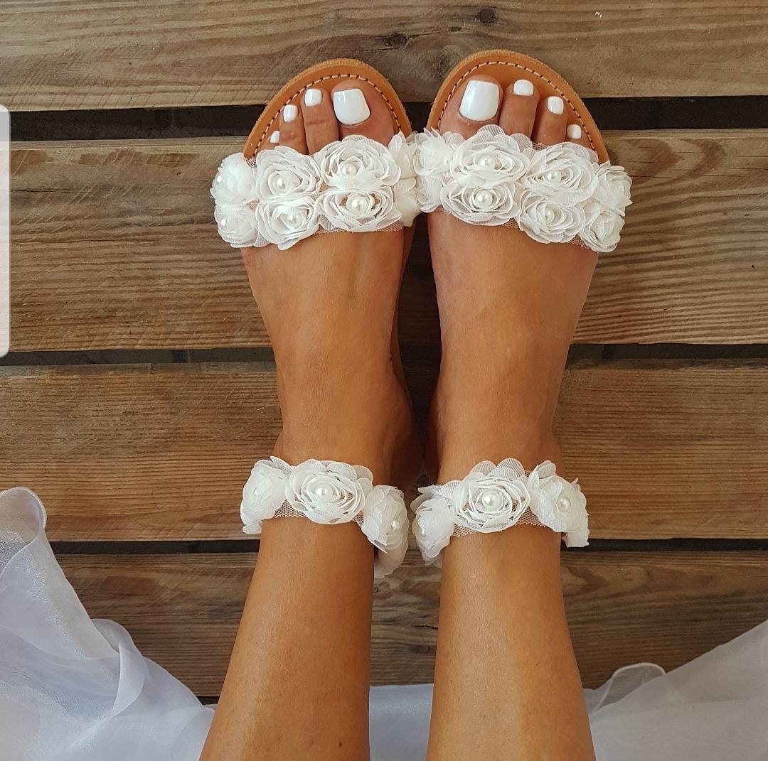 Bridal sandals Wedding Flats sandals Wedding Shoes For | Etsy