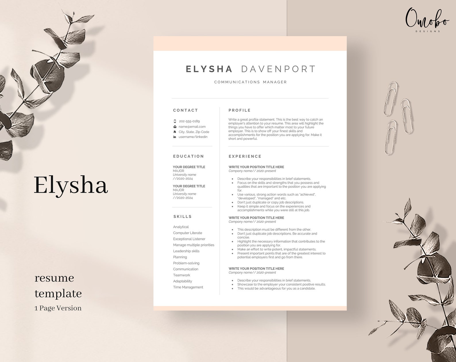 Resume, Resume Template, Professional Resume Template, Resume Templates ...