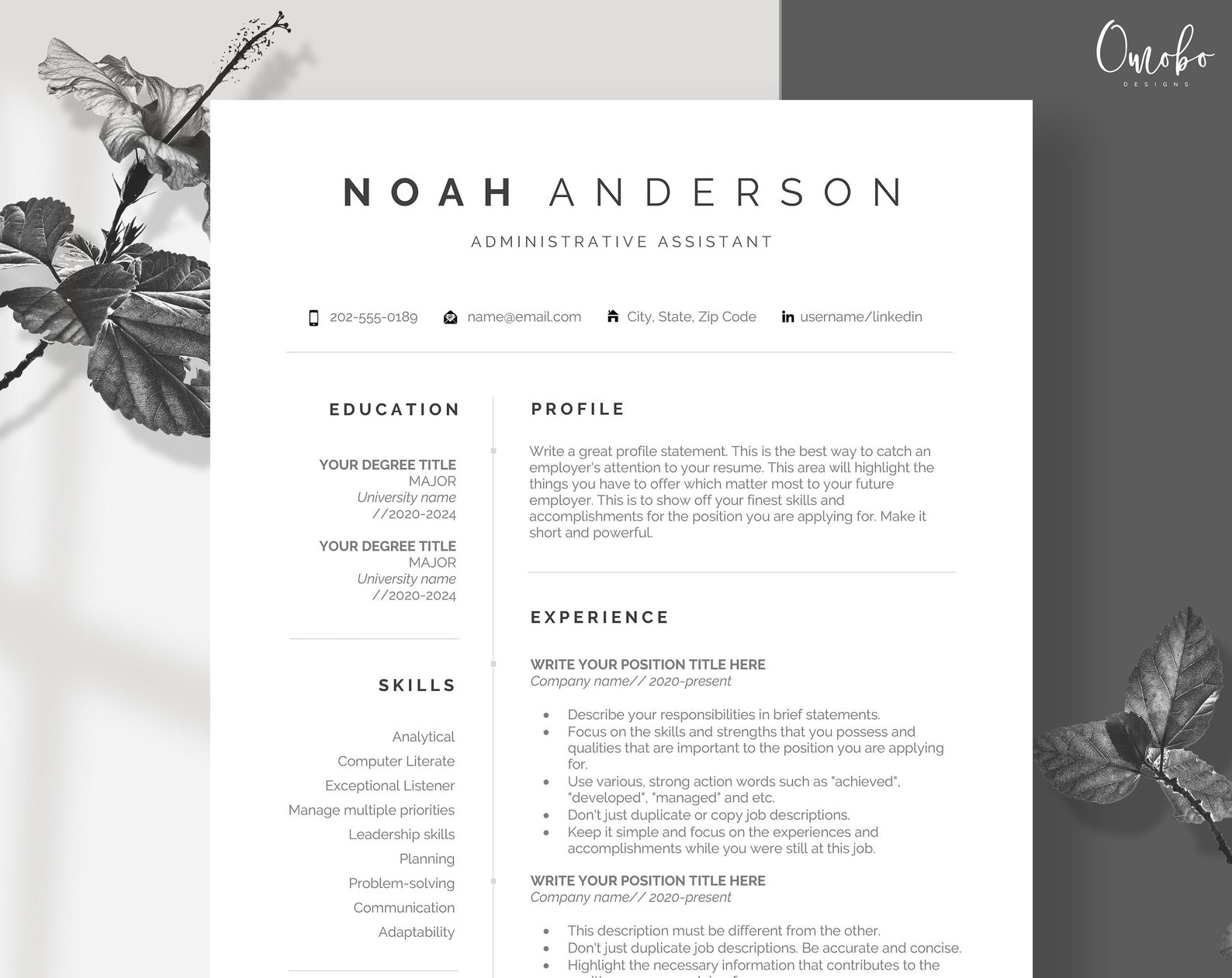 Resume, Resume Template, Professional Resume Template, Resume Templates ...