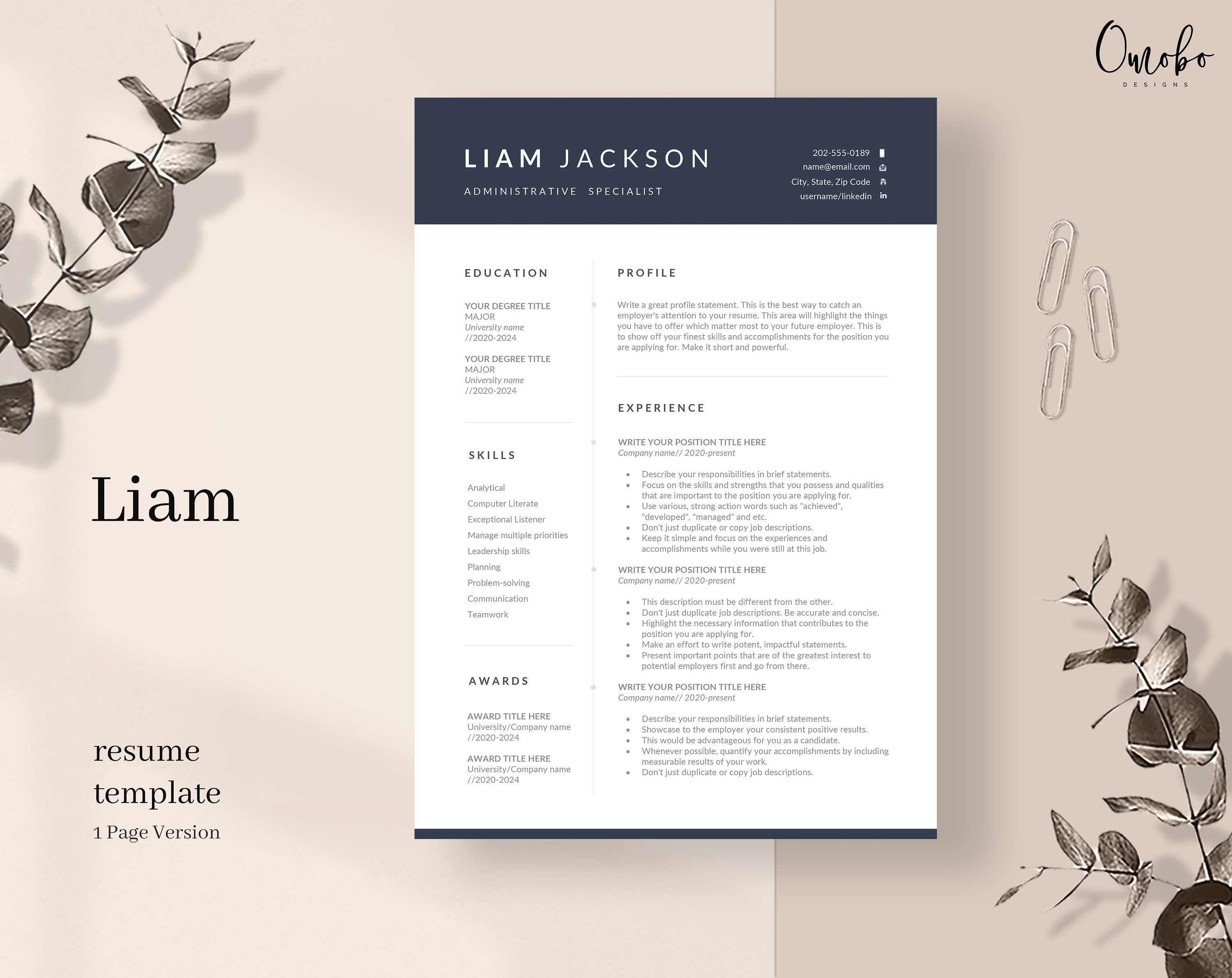 Resume Template, Resume, Professional Resume Template, Resume Templates ...