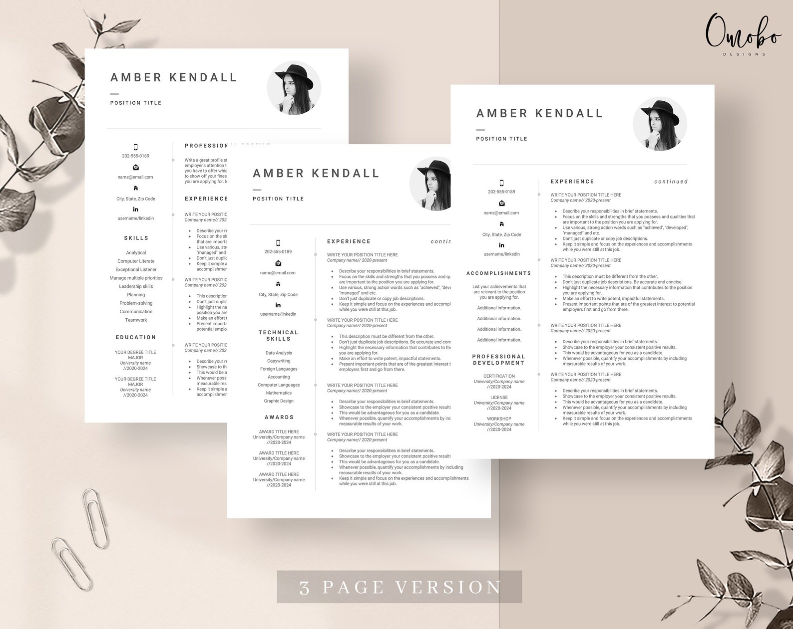 Resume Template, Resume, Professional Resume Template, Resume Templates ...